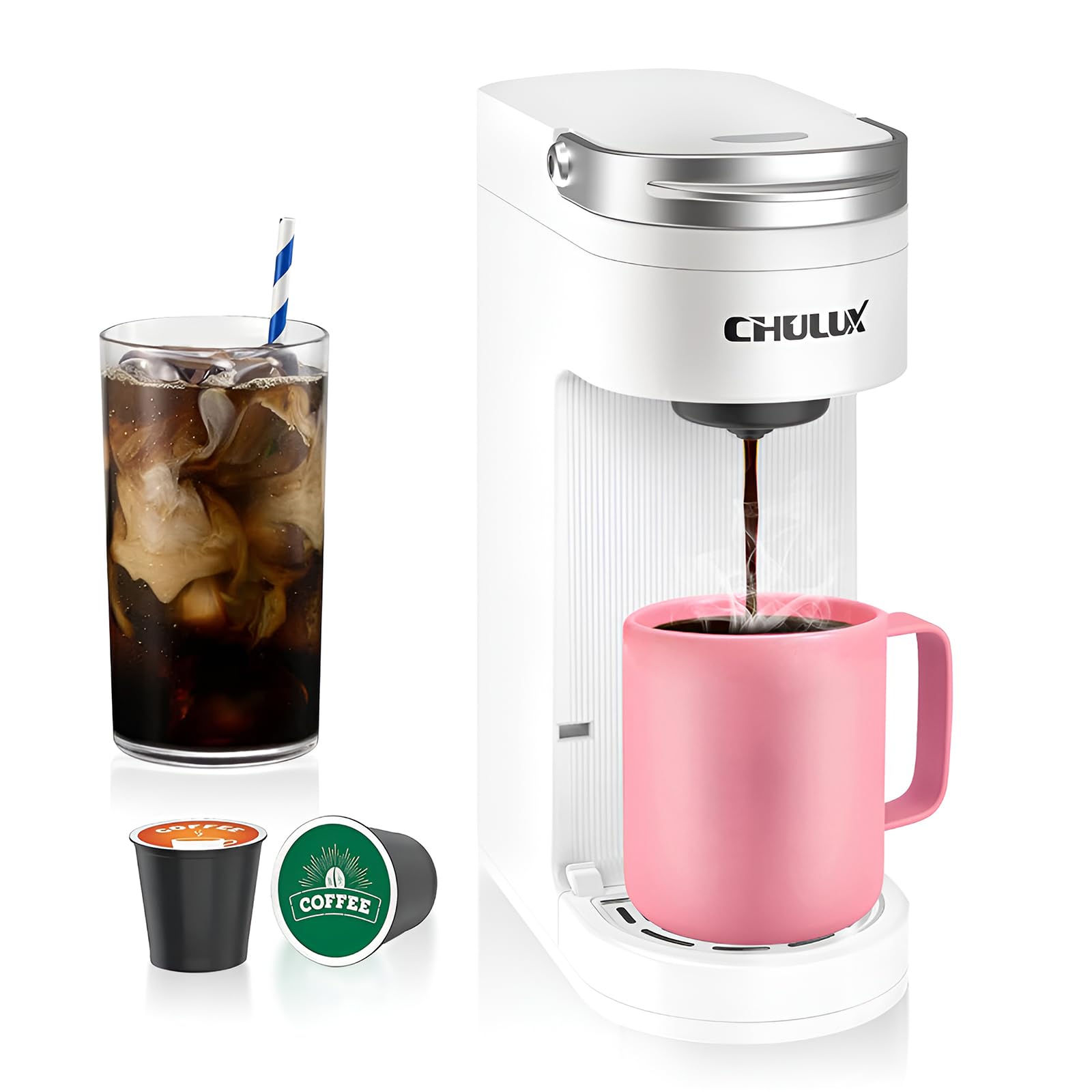 Amazon.com: CHULUX Slim Single Serve Coffee Maker for K Cup Pods, One ...