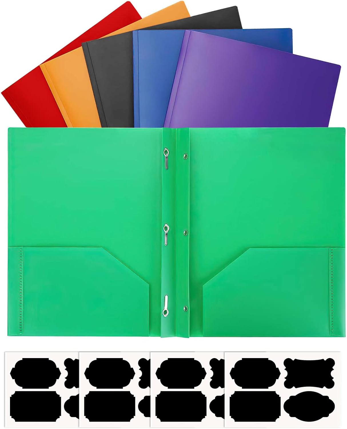 Two Pocket Folder, 12 Pcs Colored Plastic Folder with Sticky Tabs, File ...