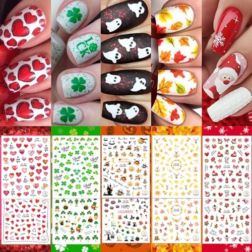 Amazon.com: 30 Sheets Fall All Holiday Nail Stickers, Autumn Halloween ...