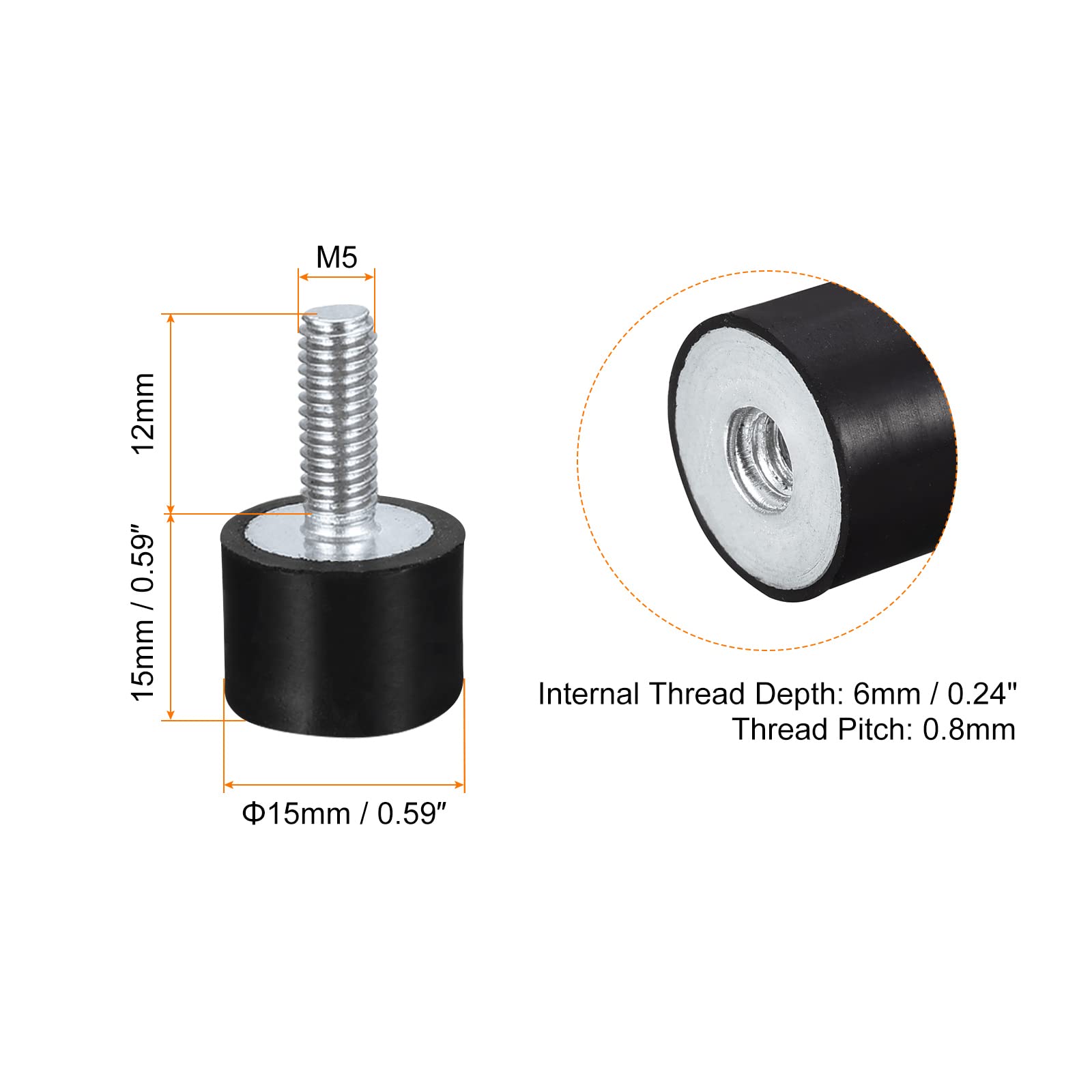 M4 Thread Isolators 15x8mm Shock Absorbers For Motors Pumps YUJINX ...