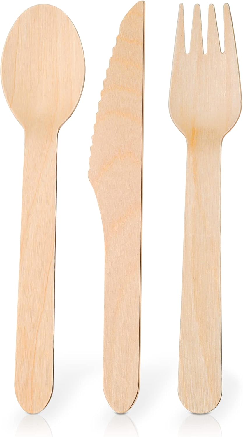 Amazon.com: PURPLECLAY Disposable Wooden Utensils Set 300 PCS ...