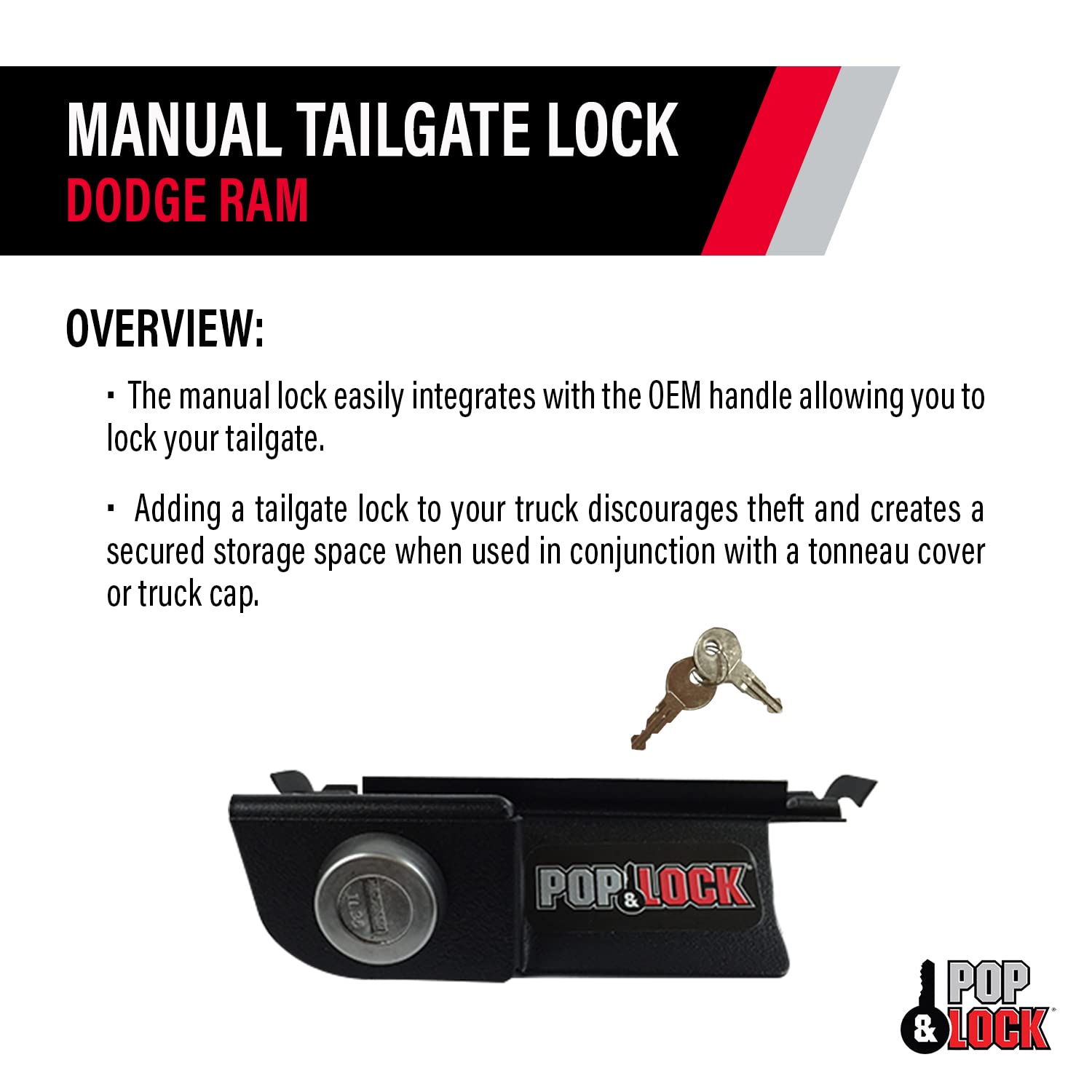 Snapklik.com : Pop & Lock Manual Tailgate Lock For Dodge Ram 1500, 2500 ...