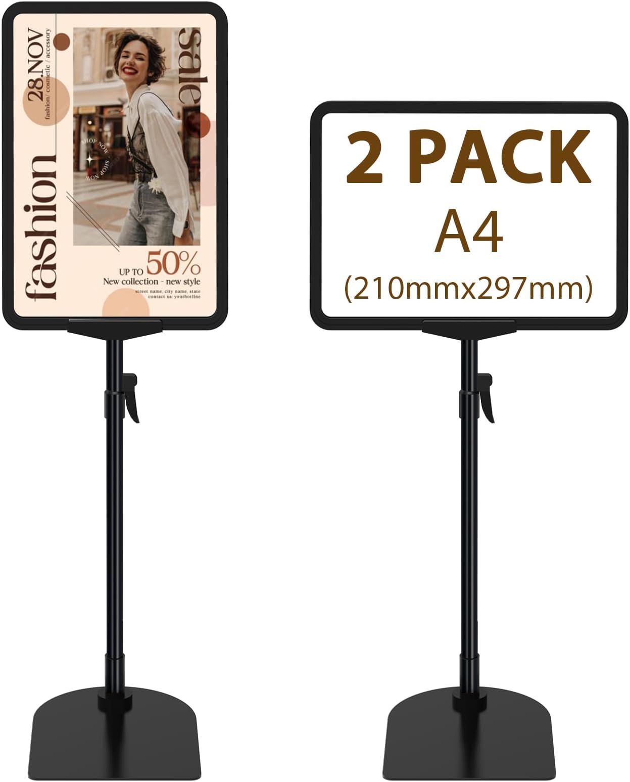 BELLE VOUS Black A4 Adjustable Sign Holder Stand - Aluminium Pedestal ...
