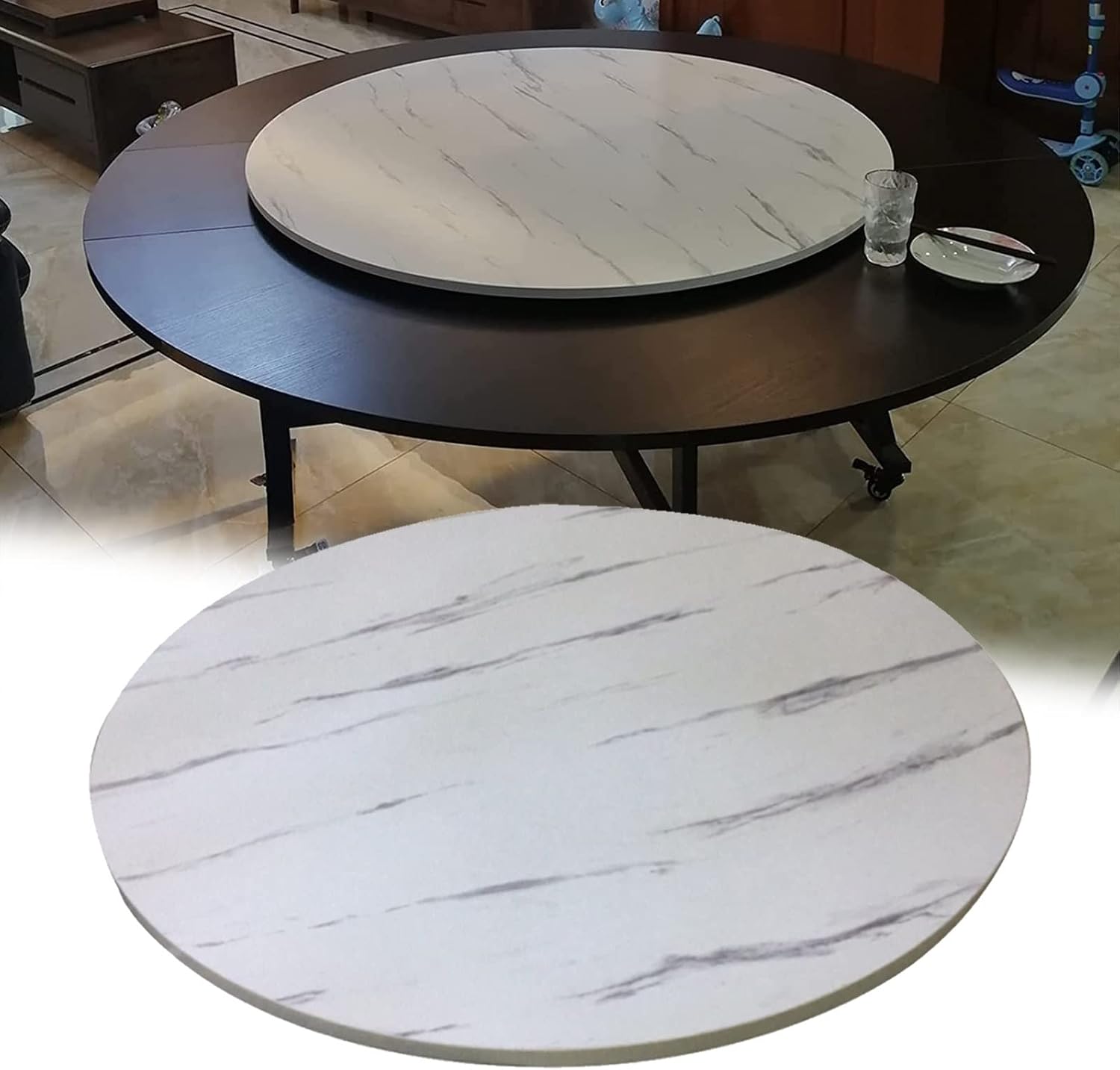 Amazon.com: Large Round Turntable Lazy Susan Wooden Turntable Serving ...