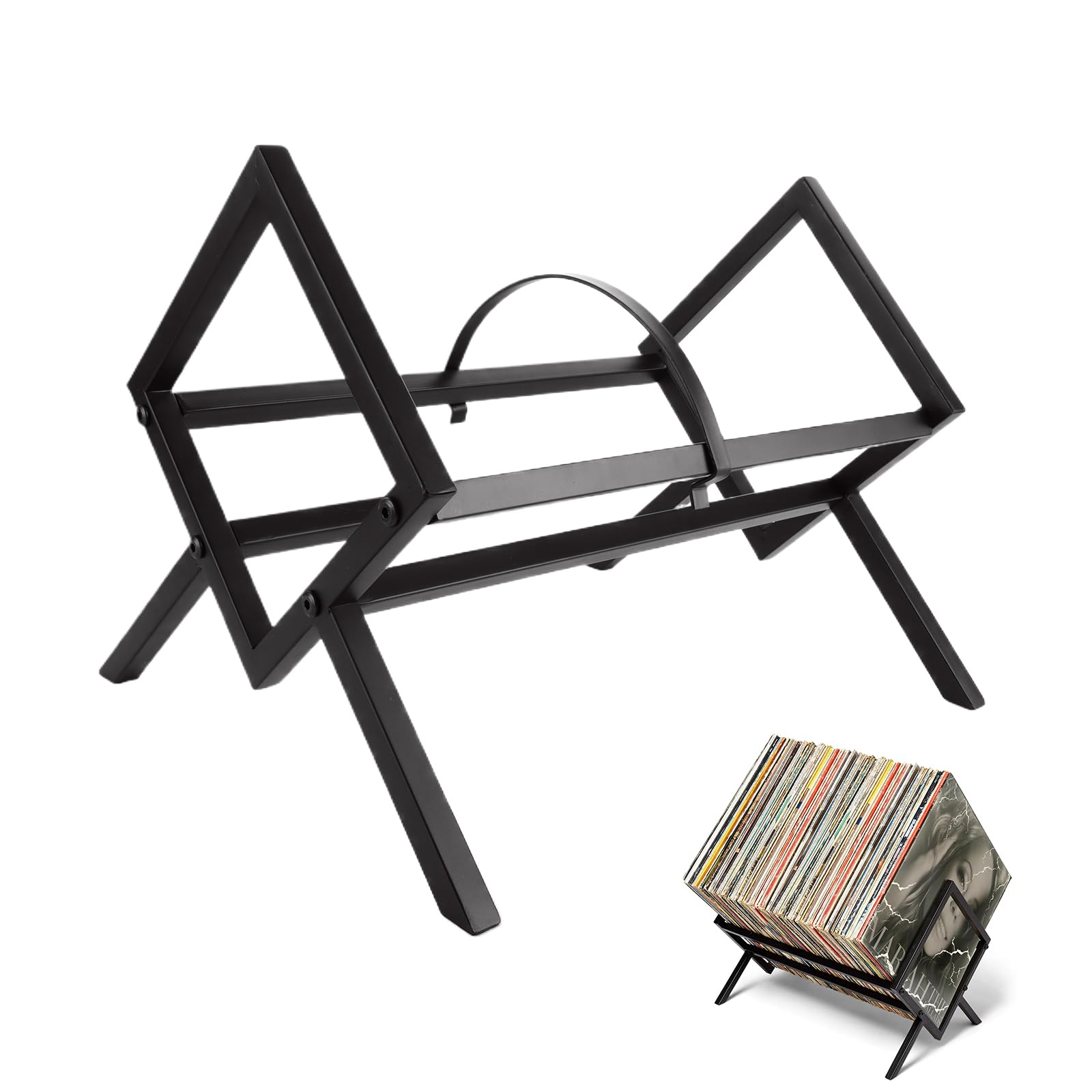 MUXHEL Vinyl Stand, Metal Vinyl Record Storage Black Vinyl Record Stand ...