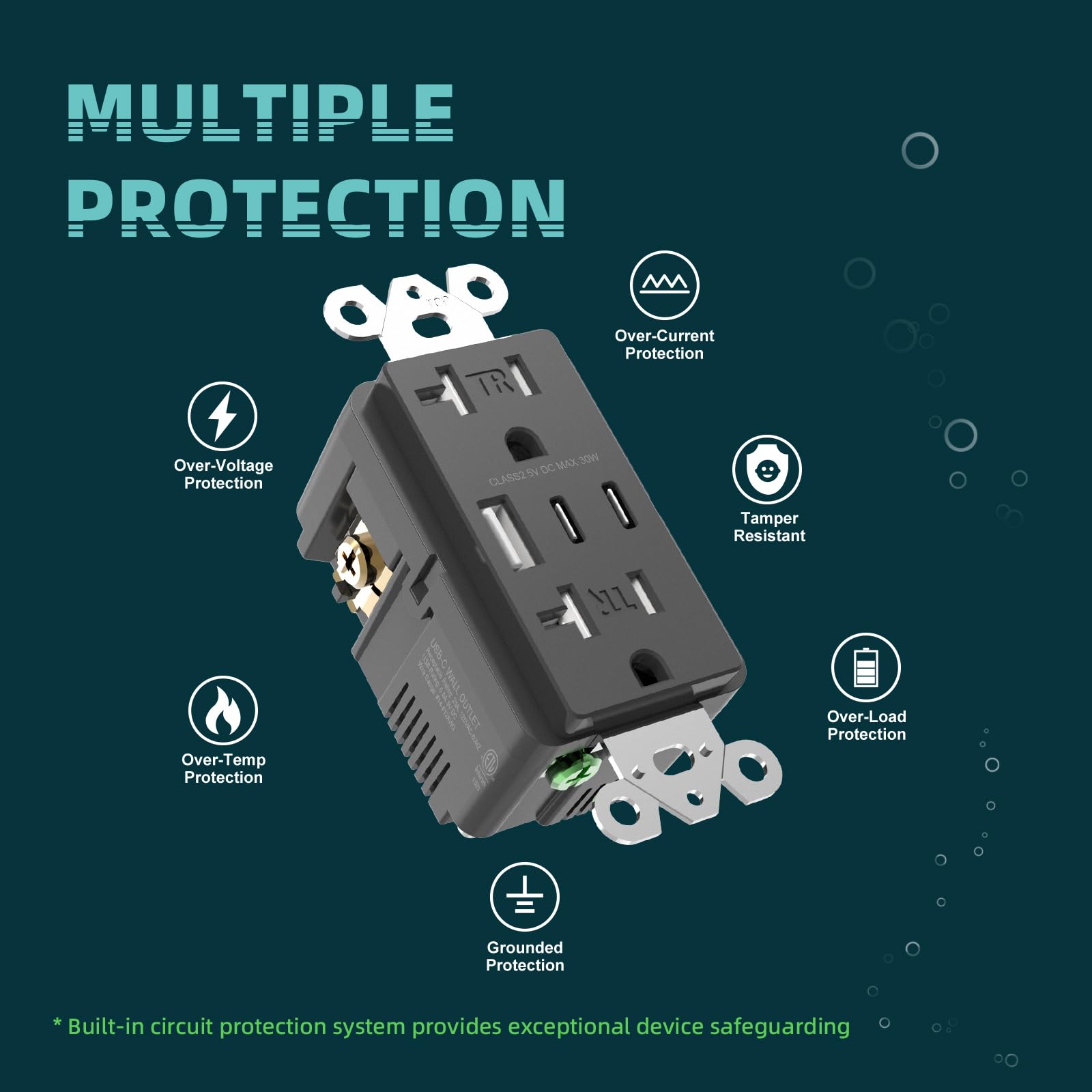 Snapklik.com : TOPELER 60A Black USB Wall Outlet Charger, 20A Duplex ...