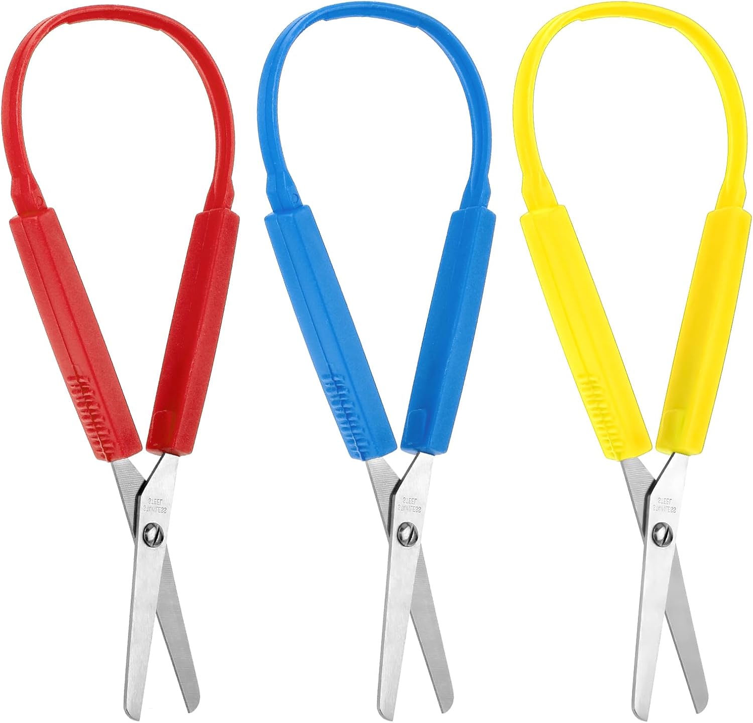 Amazon.com: 3Pcs Loop Scissors Adaptive Design Scissor Colorful Handle ...