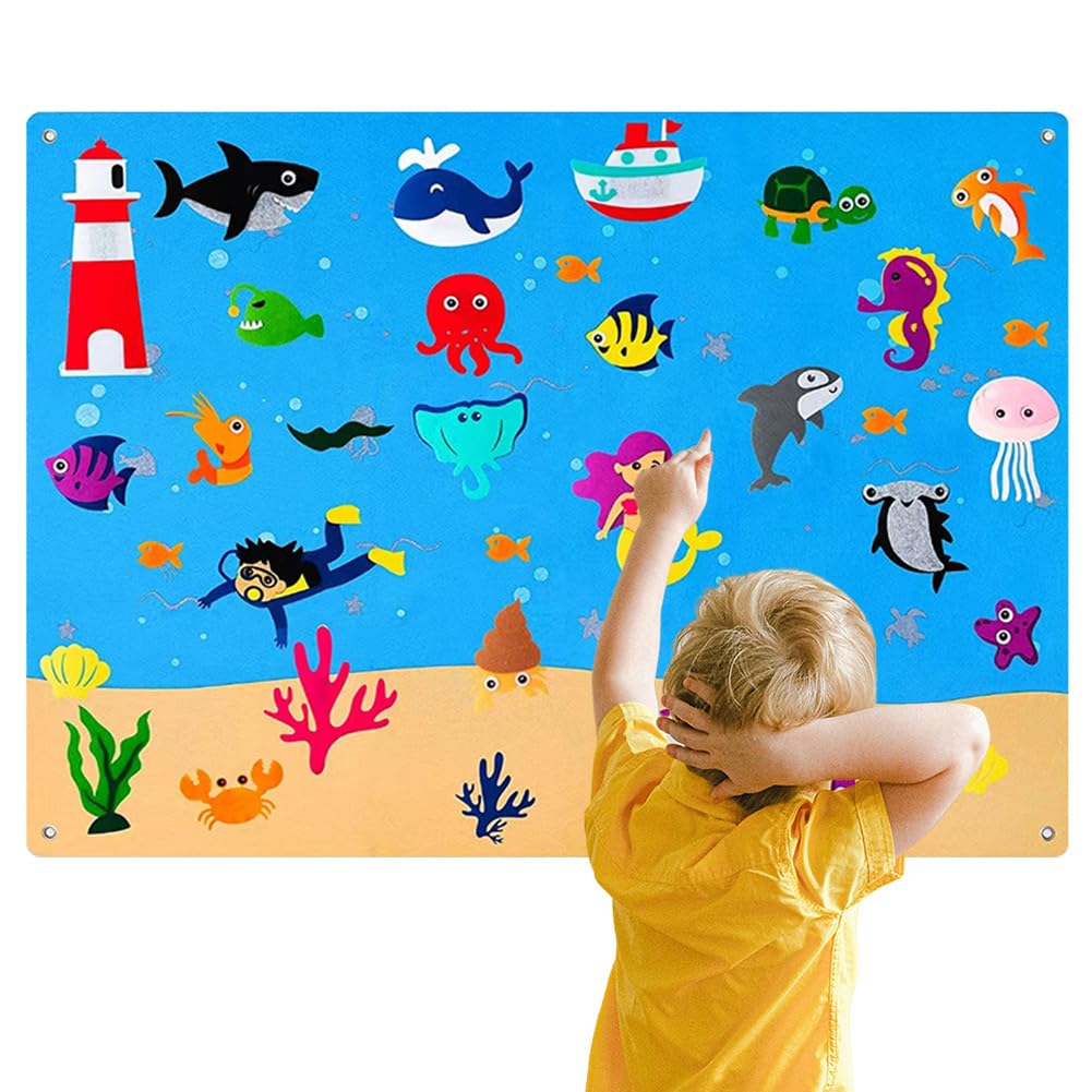 Amazon.com: Sea Animals Felt Story Board Set,Preschool Educational ...