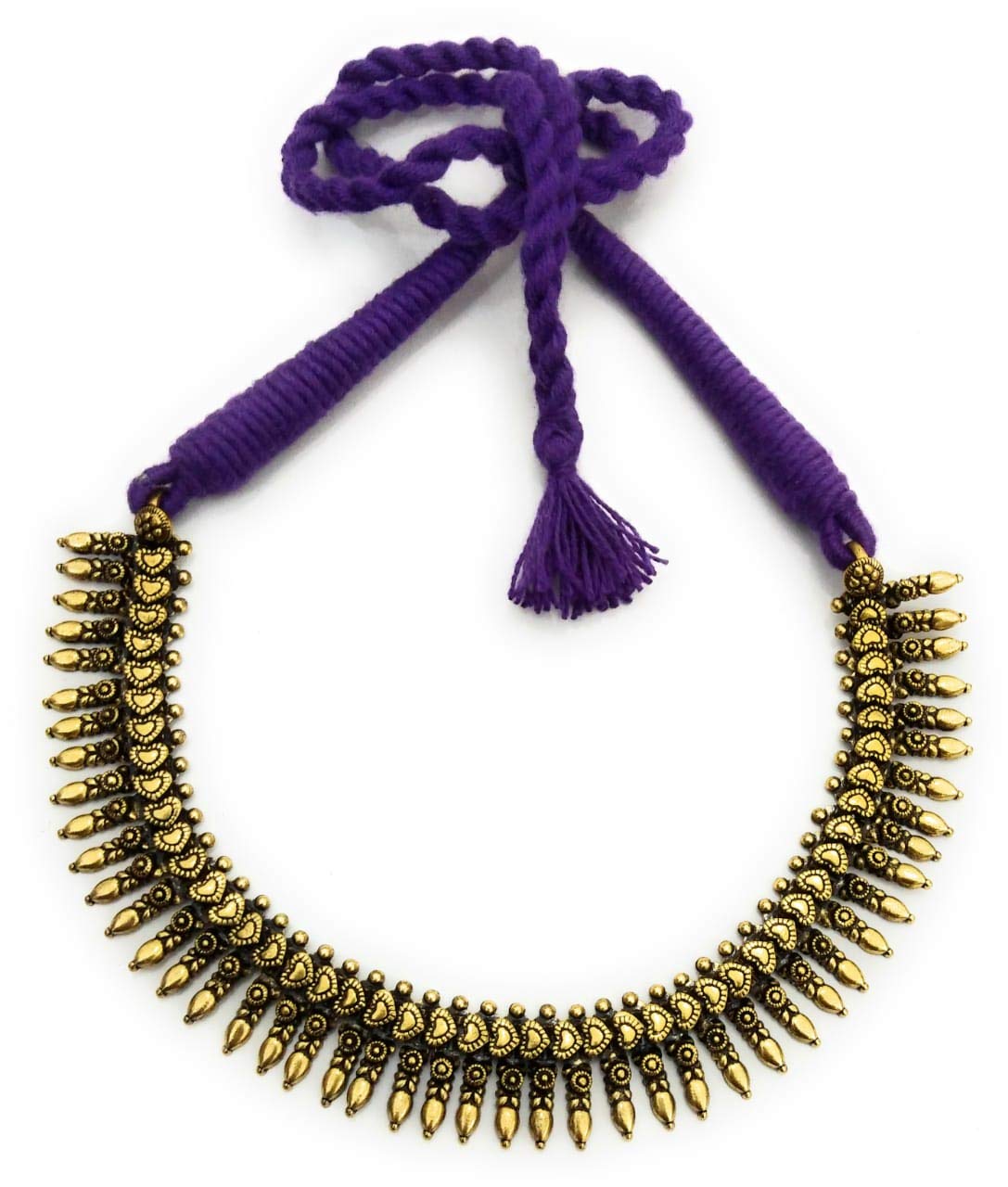 Indian Ethnic Necklace Antique Gold Purple Thread Choker For ...