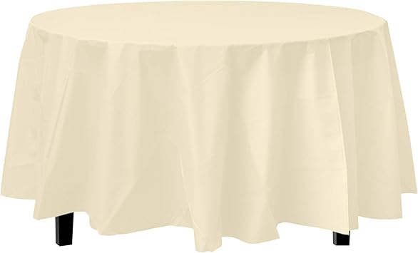 6-Pack Premium Plastic Tablecloth 84in. Round Plastic Table Cover ...