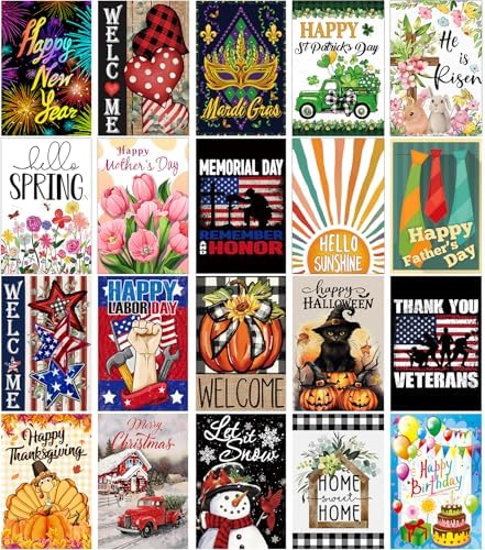 Amazon.com : Burlap Seasonal Garden Flags Set of 12, 12x18 Double Sided ...