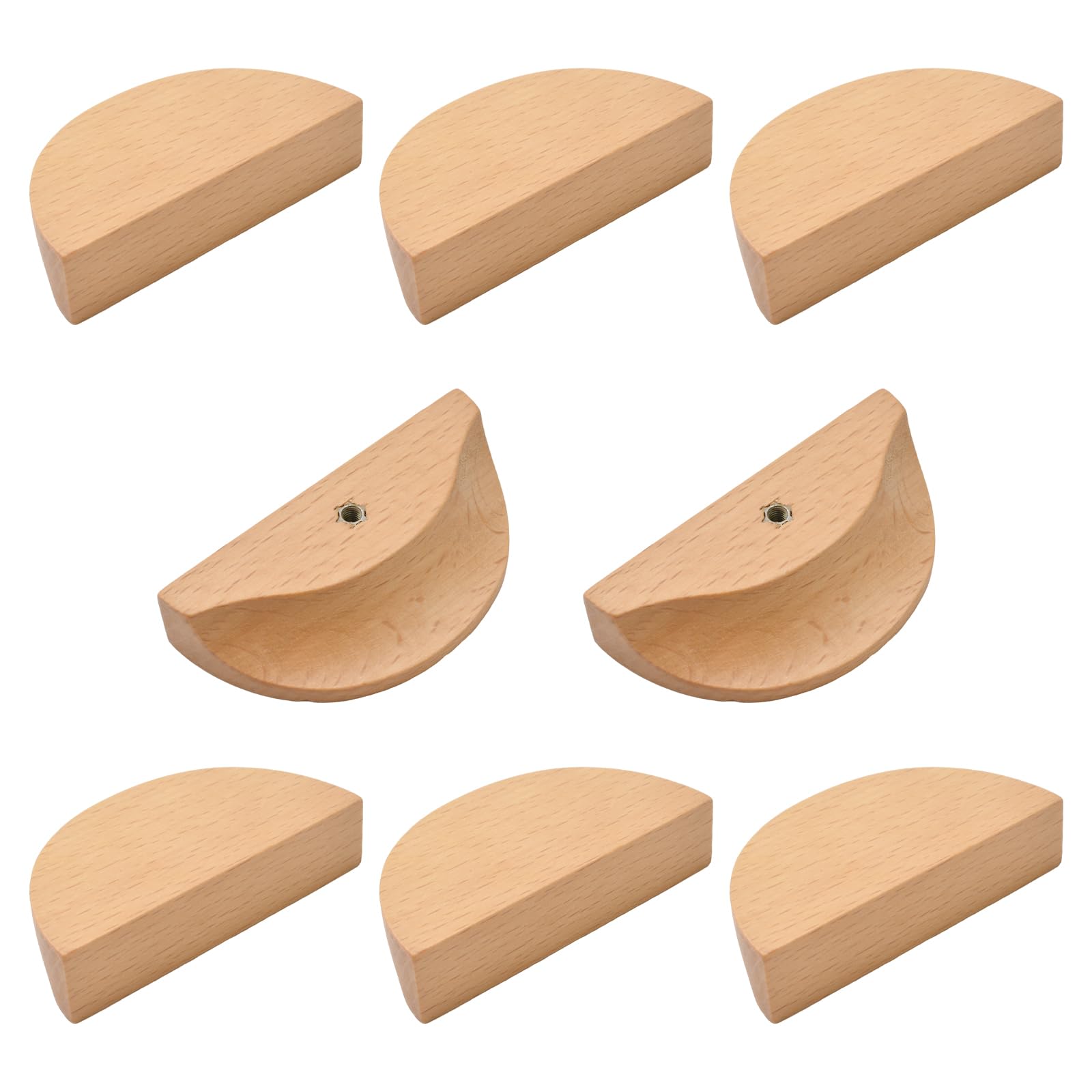 MOROBOR Half Moon Drawer Handles, 8PCS Wooden Semi Circle Pulls Beech ...