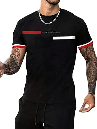 SOLY HUX Men's Graphic Tees Letter Print T Shirts Crew Neck Short Sleeve Striped Summer Tops ...