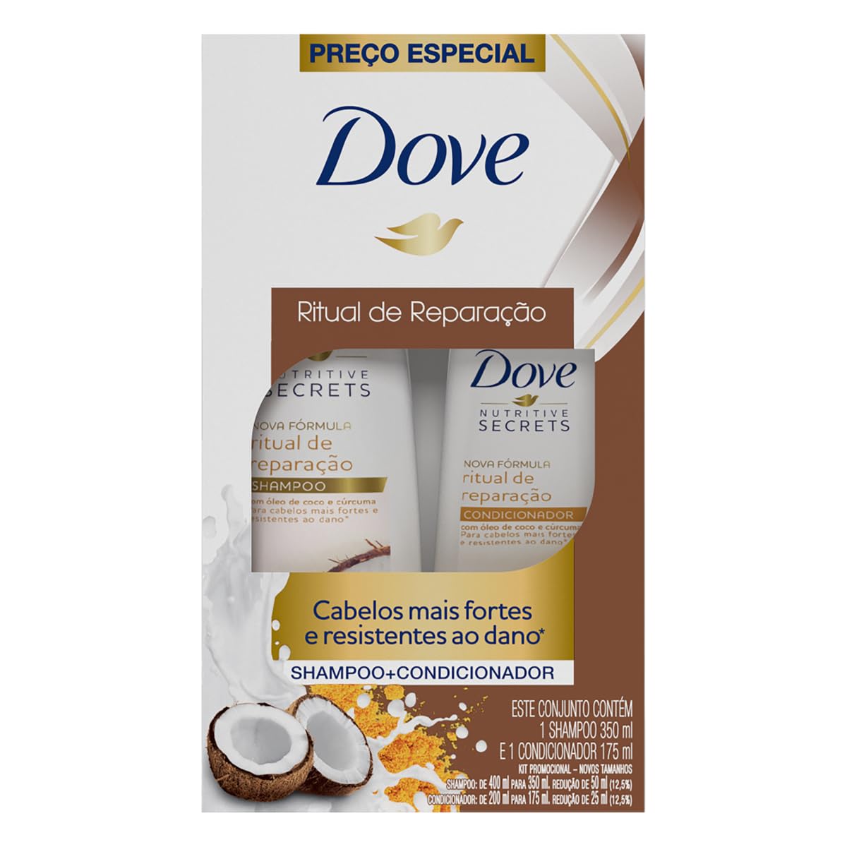 Kit Shampoo 350ml + Condicionador 175ml Dove Ritual de Reparação ...