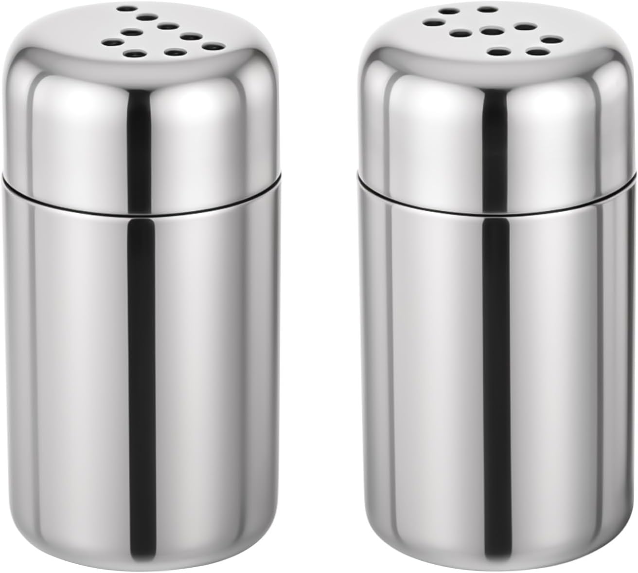 Piriuuo 2 Pcs Stainless Steel Salt and Pepper Shakers, 4.8 x 2.5 cm ...