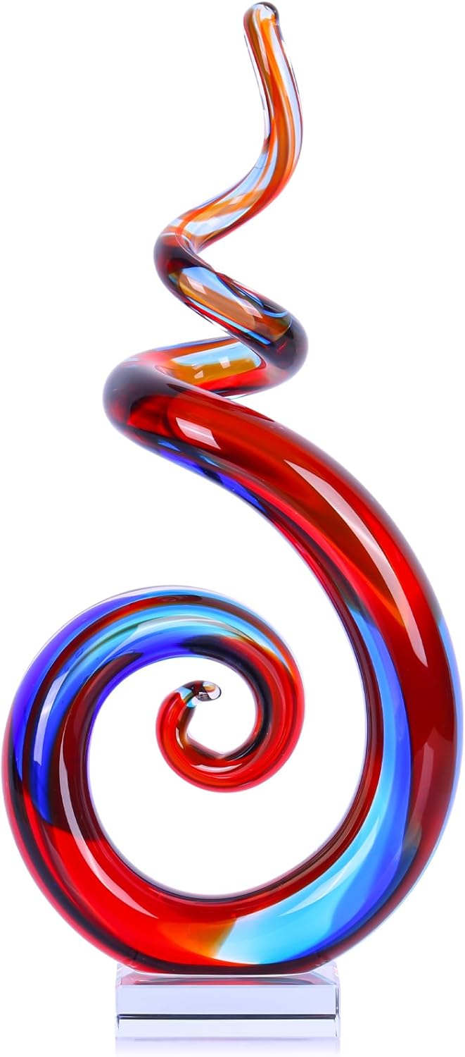 Amazon.com: LCCCK 13.7" H Sea Glass Art Sculpture Large, Hand Blown ...