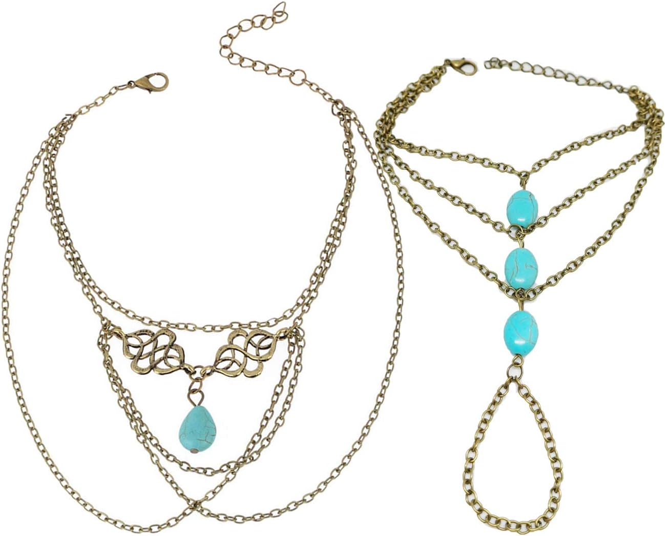 Amazon.com: OCTCHOCO 2Pcs Turquoise Arm Bracelet Drop Tassels Upper Arm ...