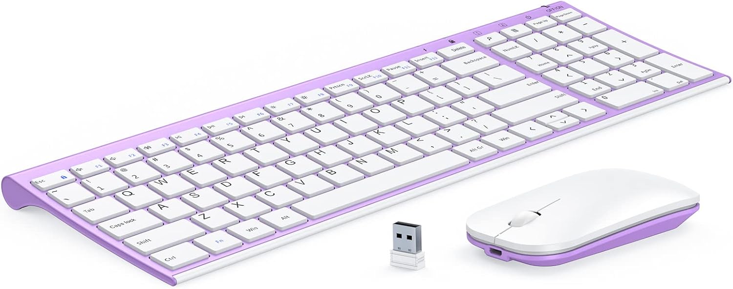 Amazon.com: Purple Keyboard and Mouse Combo, Ultra Thin Stainless Steel ...