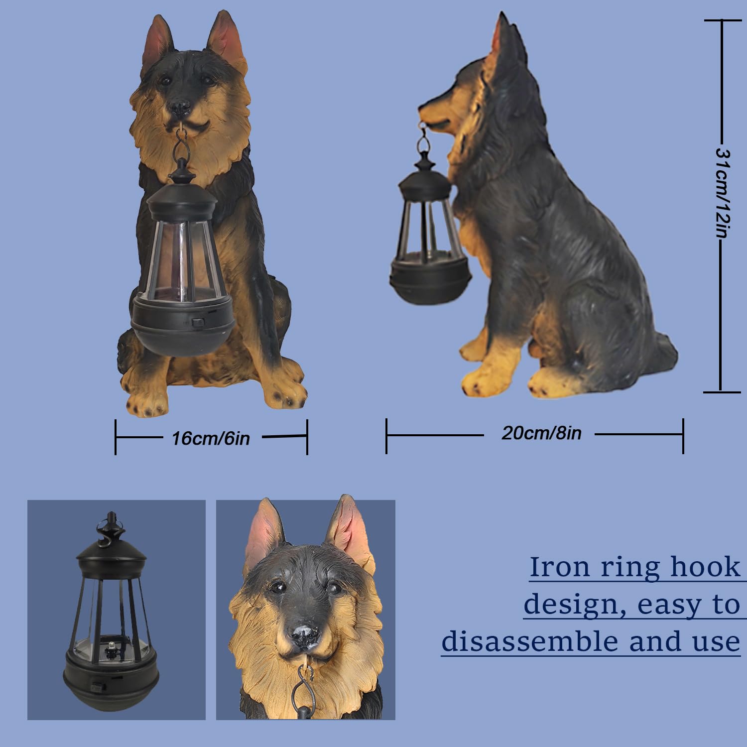 German Shepherd Solar Powered Lights Beware Of Dog Sign Solar