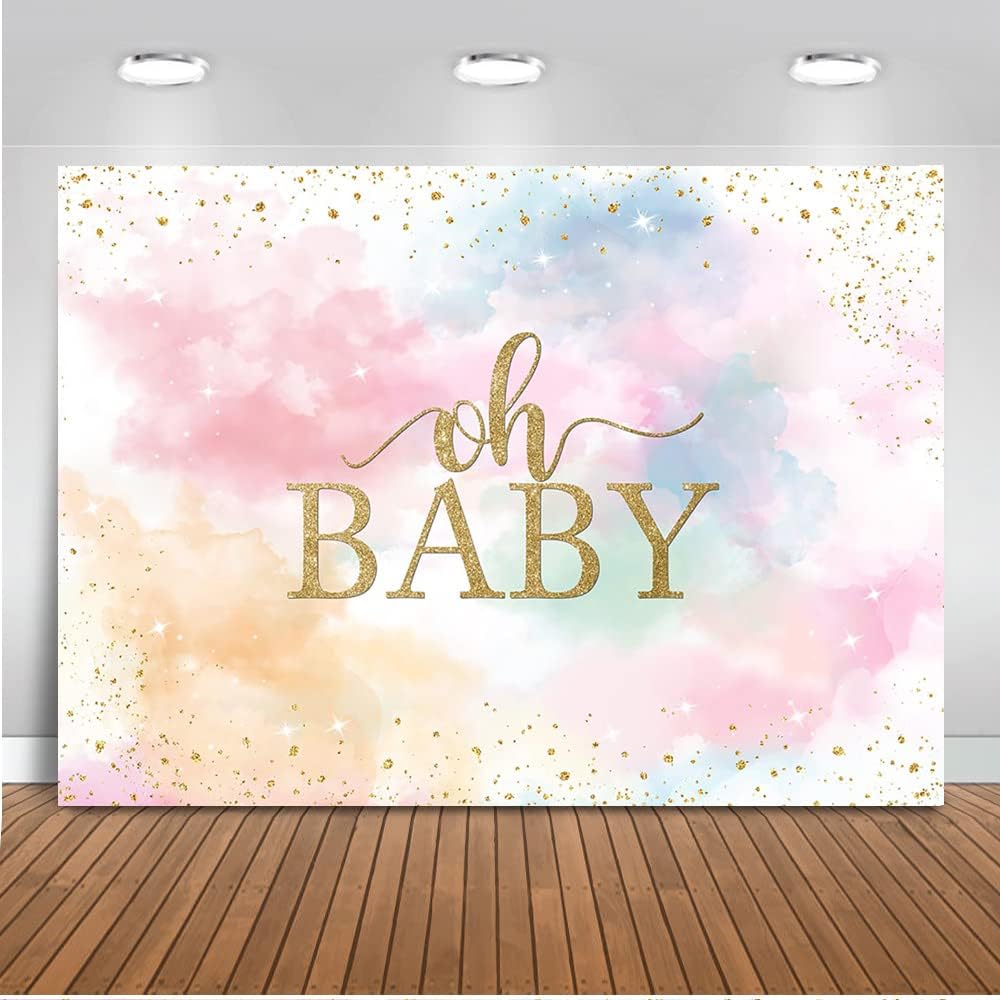 Amazon.com : Mocsicka Rainbow Oh Baby Backdrop Colorful Cloud Pastel ...