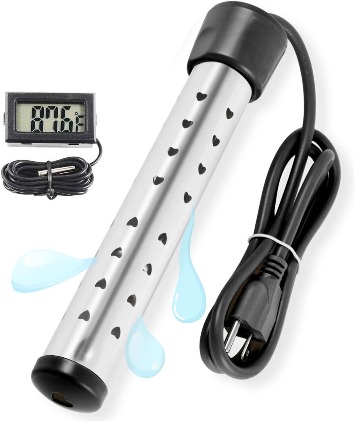 Immersion Water Heater, 1500W Portable Hot Water Heater, Submersible ...