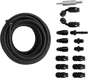 Fuel Hose Fitting Adapter Kit, 6AN 3/8-in. PTFE Rubber Fuel Line ...