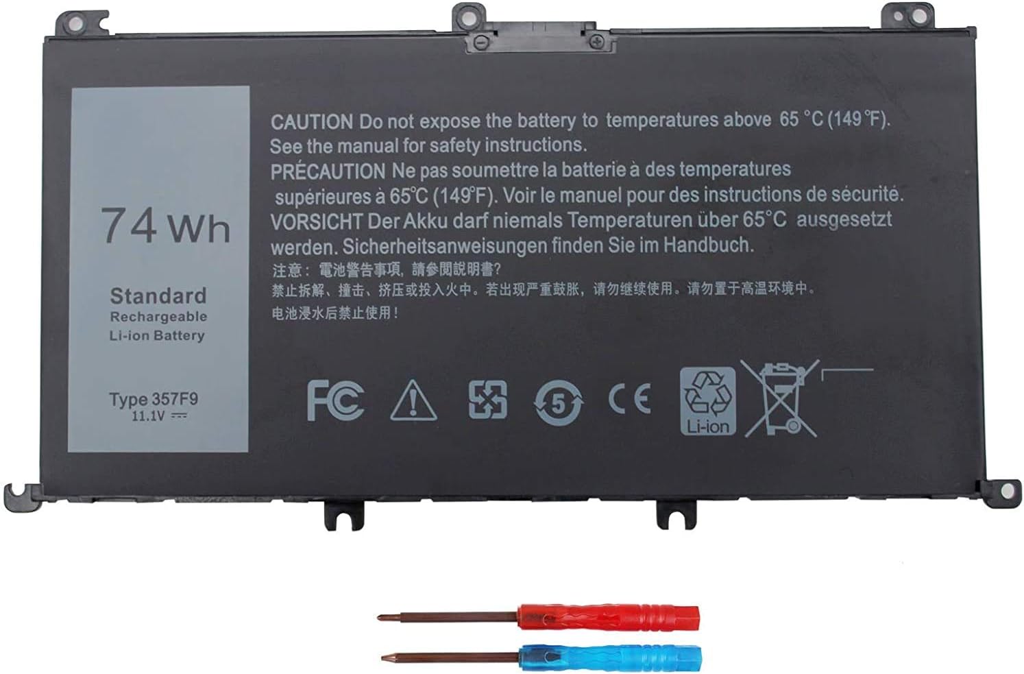 Amazon.com: DELL 357F9 11.1V or 11.4V 74Wh Battery For DELL Inspiron 15 ...
