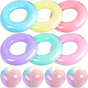 Amazon.com: Realspring 10 Pack Inflatable Pool Floats and Pastel Beach ...