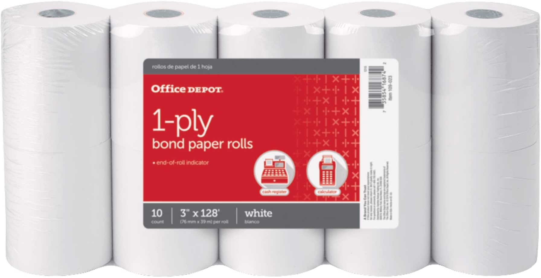 Amazon.com: Office Depot 1-Ply Paper Rolls, 3in. x 128ft, White, Pack ...