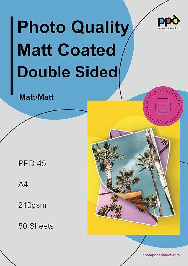 PPD 50 Sheets A4 Matt Photo Quality Paper Double Sided Heavyweight ...