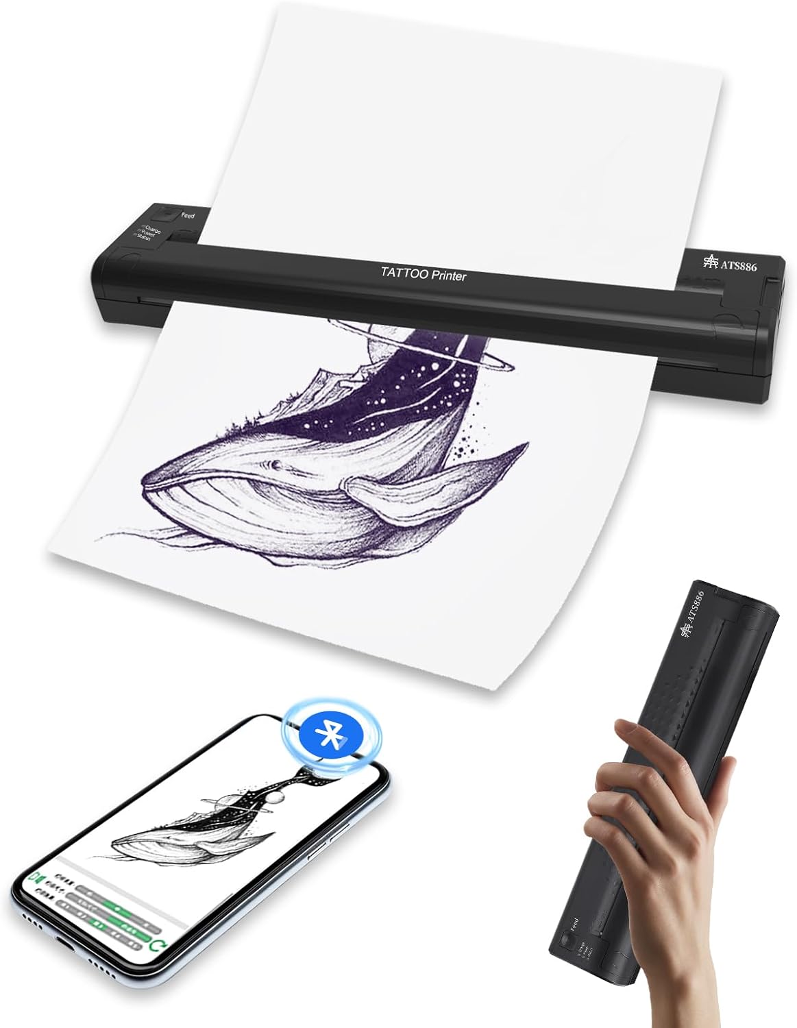 Amazon.com: YILONG TATTOO Cordless Tattoo Stencil Printer Rechargeable ...