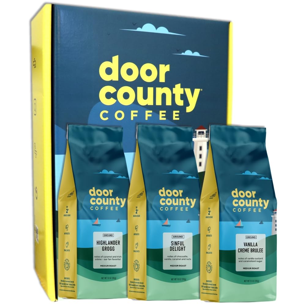 Amazon.com: Gourmet Flavored Coffee Gift Set - Door County Coffee ...