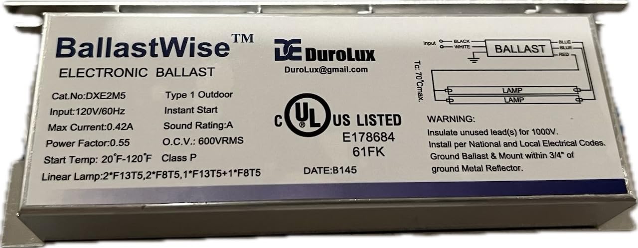 BALLASTWISE DXE2M5 Ballast 120V 60Hz F13T5 F8T5 Lamps BALLASTWISE ...