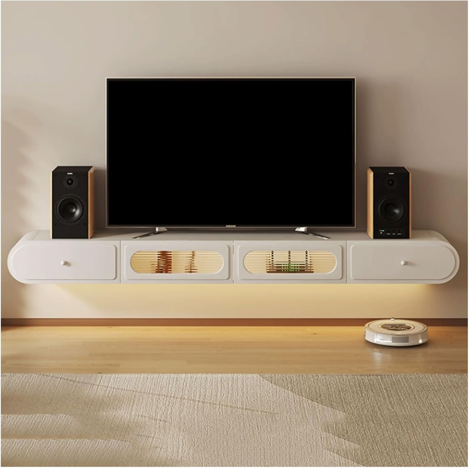 Wall-Mounted Tv Stand, Ultra Thin Floating 78.7 Inch Tv Stand With Led ...