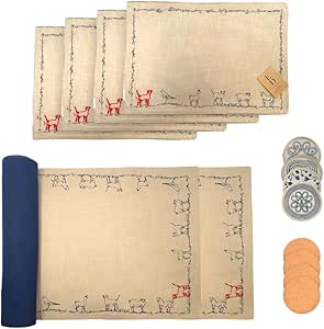 Amazon.com: Covrick 14-Piece Rustic Table Runner Placemat & Coaster Set ...