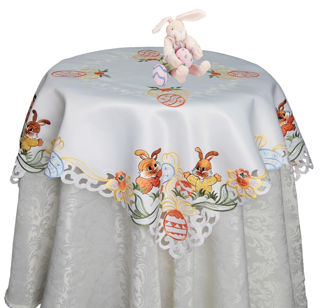 Amazon.com: Creative Linens Embroidered Easter Bunny Egg Floral ...