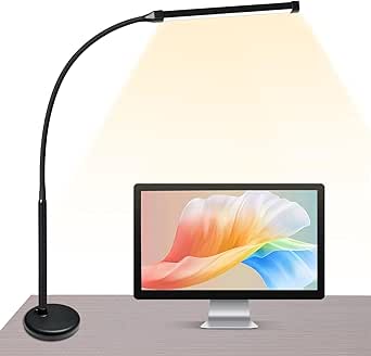 OIOSEN Lampara de Escritorio, Lampara de Mesa Con Brazo Flexible de 360°, Lampara Led Con 10 ...