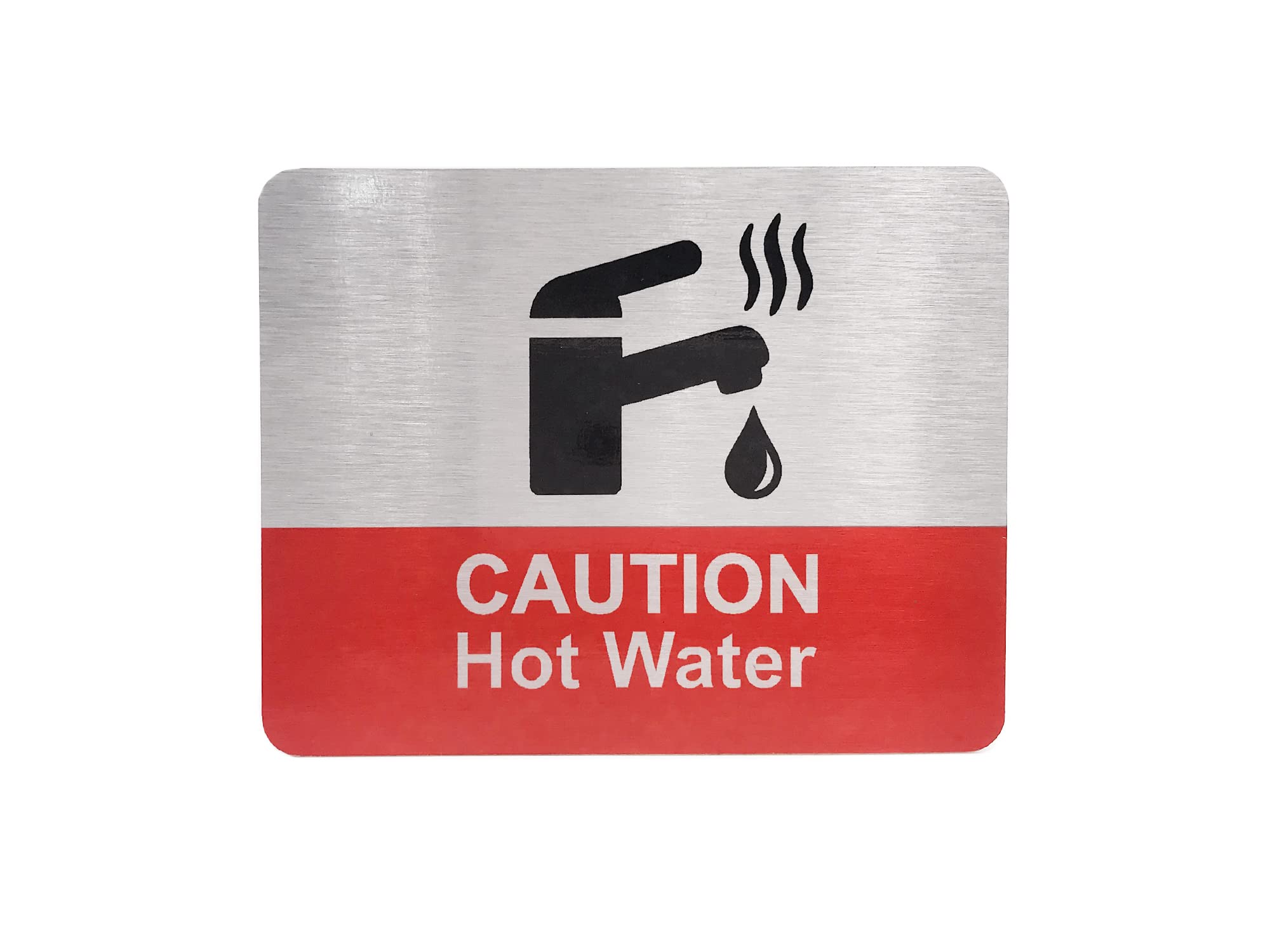 Caution Hot Water Tap Sink Sign with Adhesive Backing, Printed Metal ...