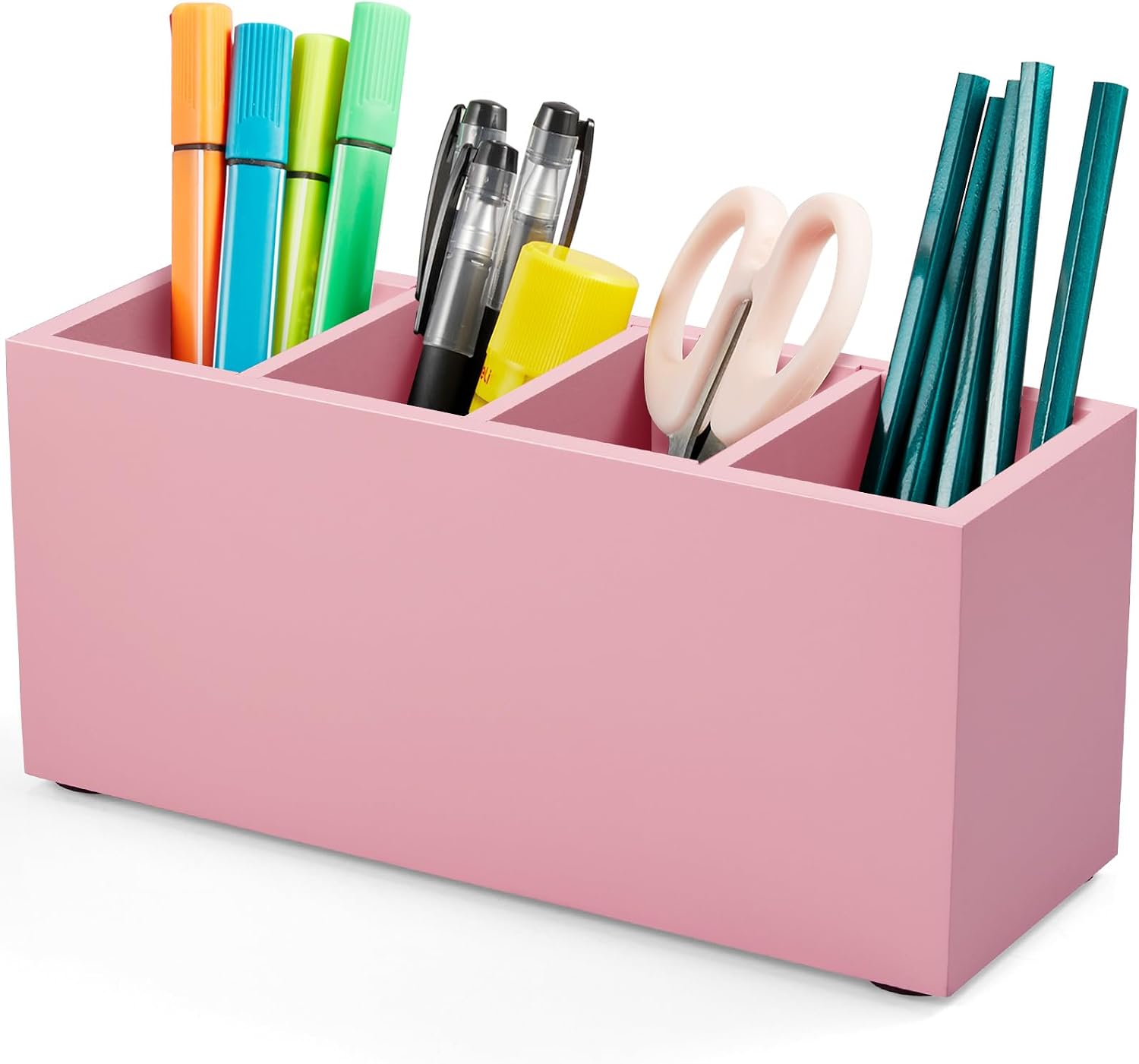 Amazon.com: Bivvclaz Pencil Pen Holder for Desk, Wooden Office Desk ...