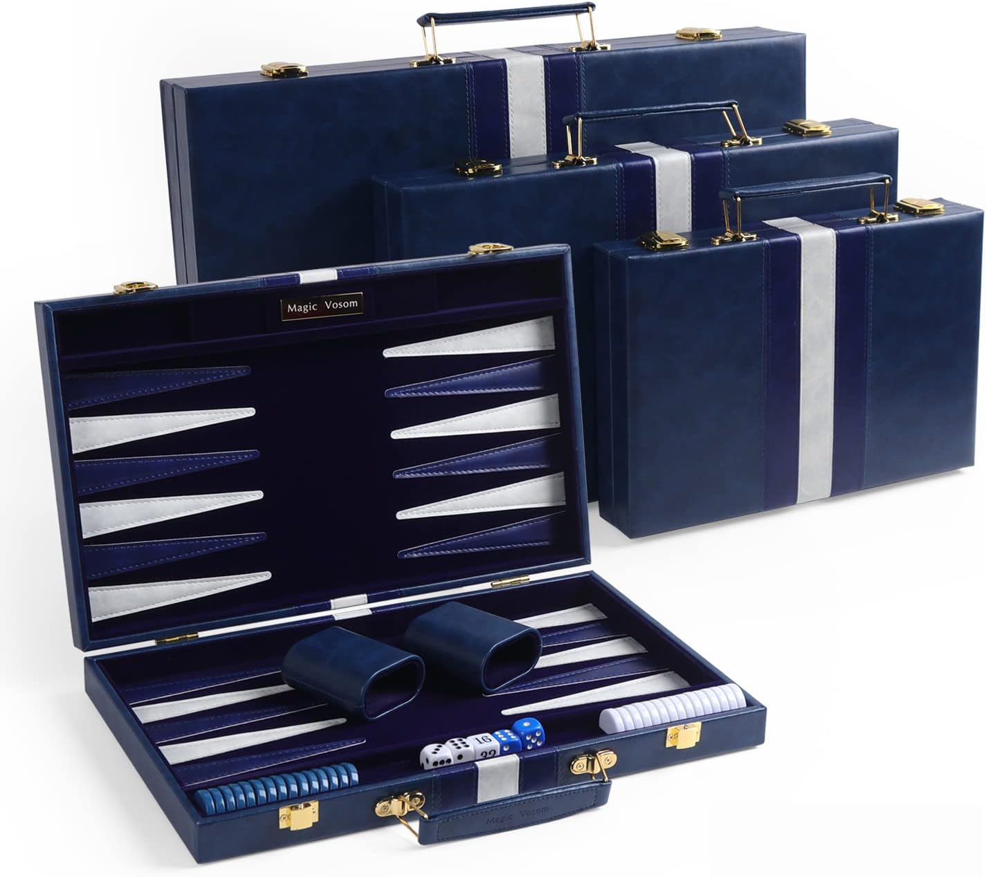 Amazon.com: Magic Vosom Travel Medium 15 Inch Backgammon Blue Sets Classic Board Game with ...