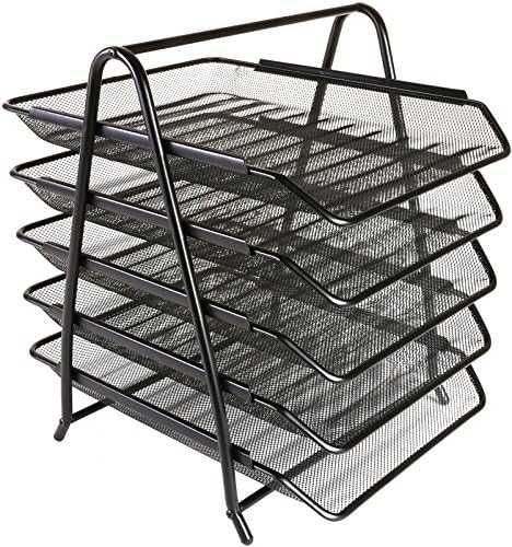 OSCO Black Wire Mesh 5 Tier Letter Tray | A4 | Desk File Organiser ...