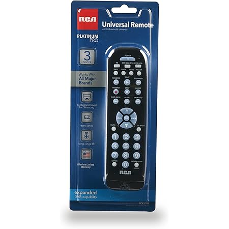 RCA 3-Device Universal Remote Control Platinum Pro, Easy Setup, Long ...