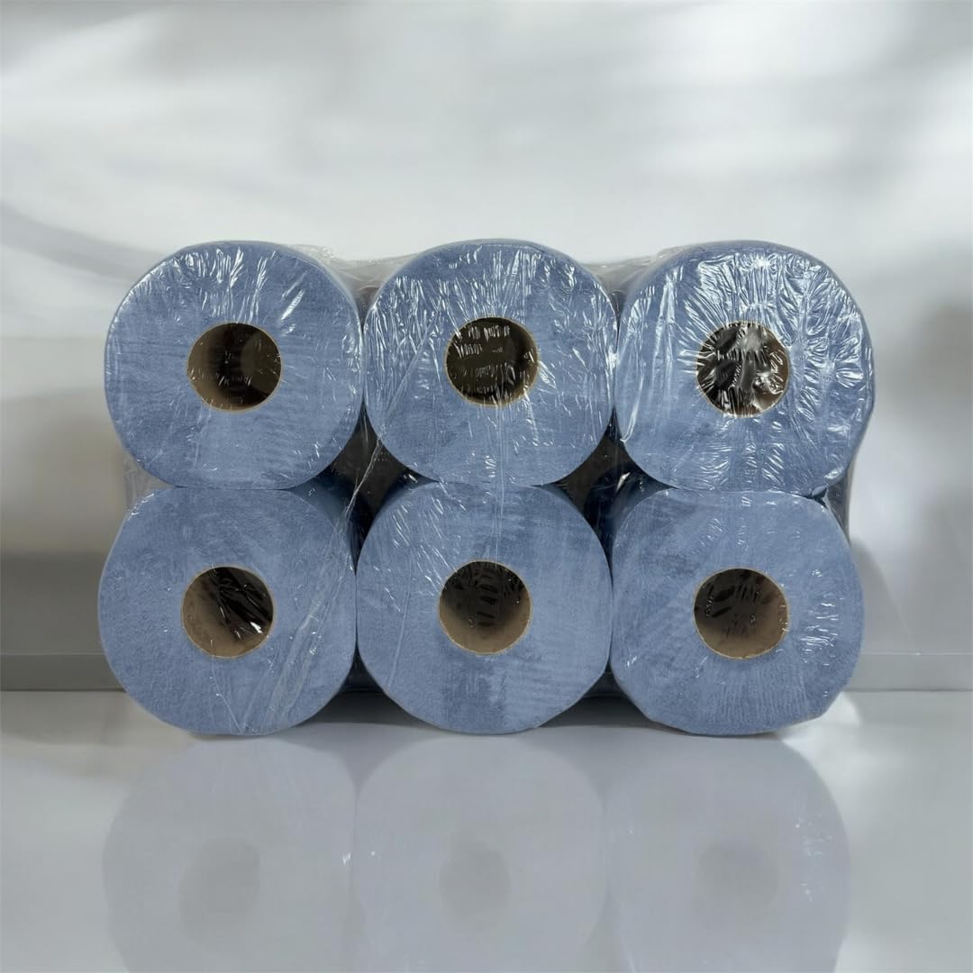 SOP-HARMA 6 x Blue Paper Rolls - 2 Ply Embossed Centre Feed - Hand ...
