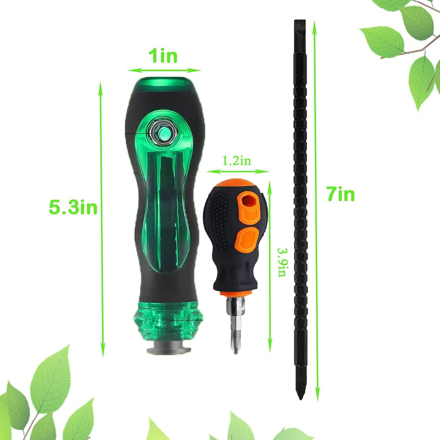 HHRKGHEO short handle screwdriver, rubber grip screwdriver, Phillips ...