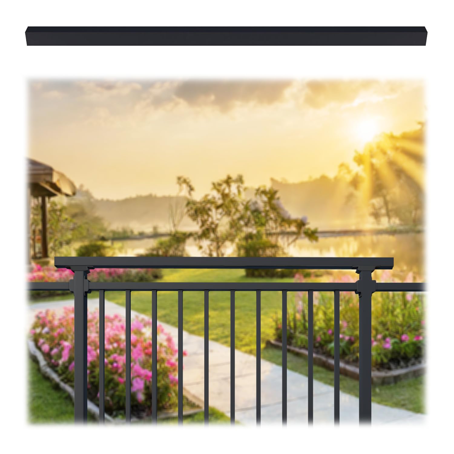 Snapklik.com : Black Metal Handrail, 6ft Top Rail, Wrought Iron ...