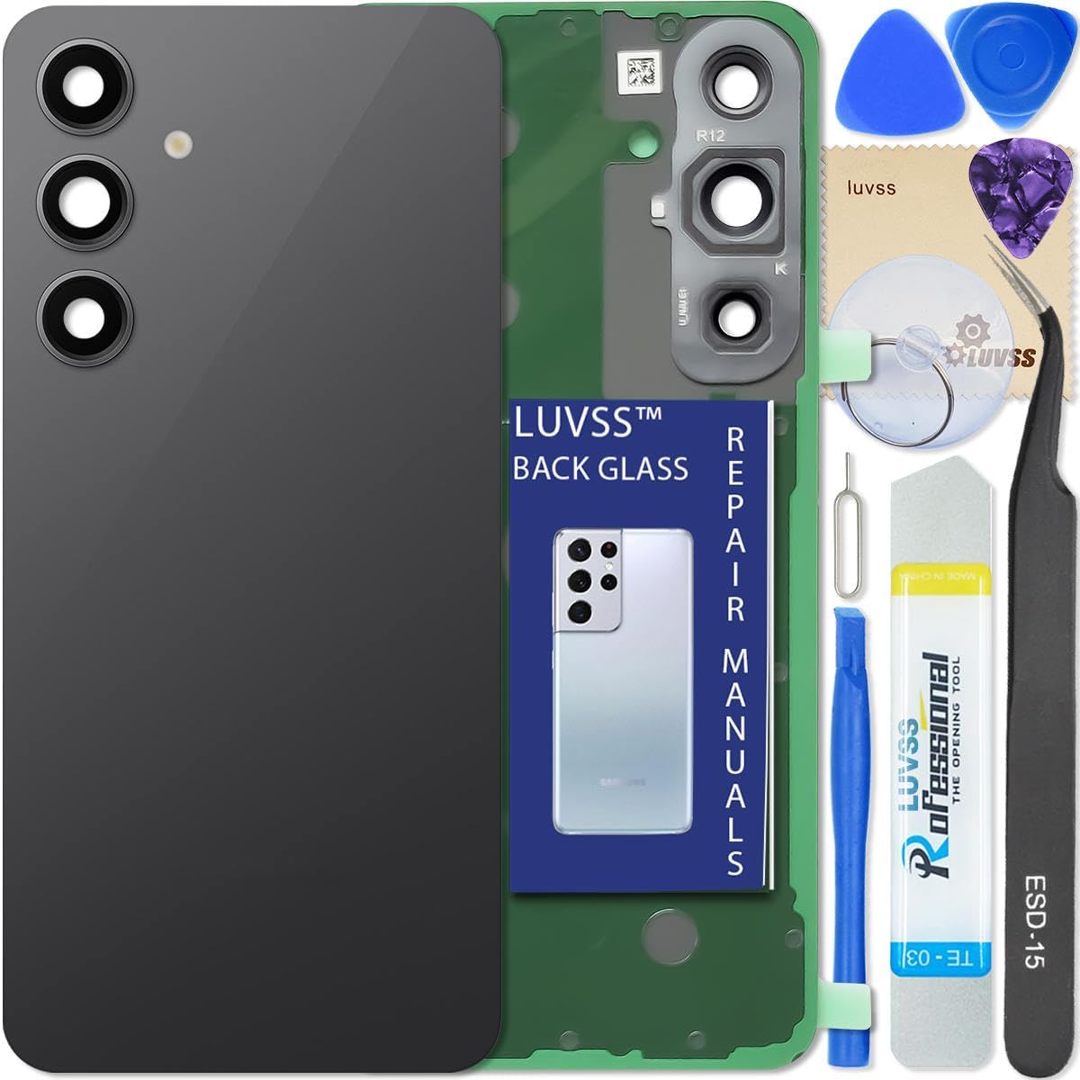 LUVSS Battery Cover Compatible with Samsung Galaxy S24 FE Back Glass ...