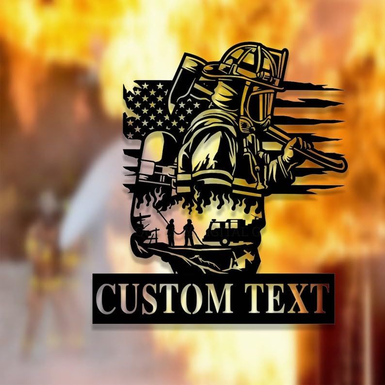 Amazon.com: Metal Sign Decor, Custom Firefighter Metal Sign,Fireman ...