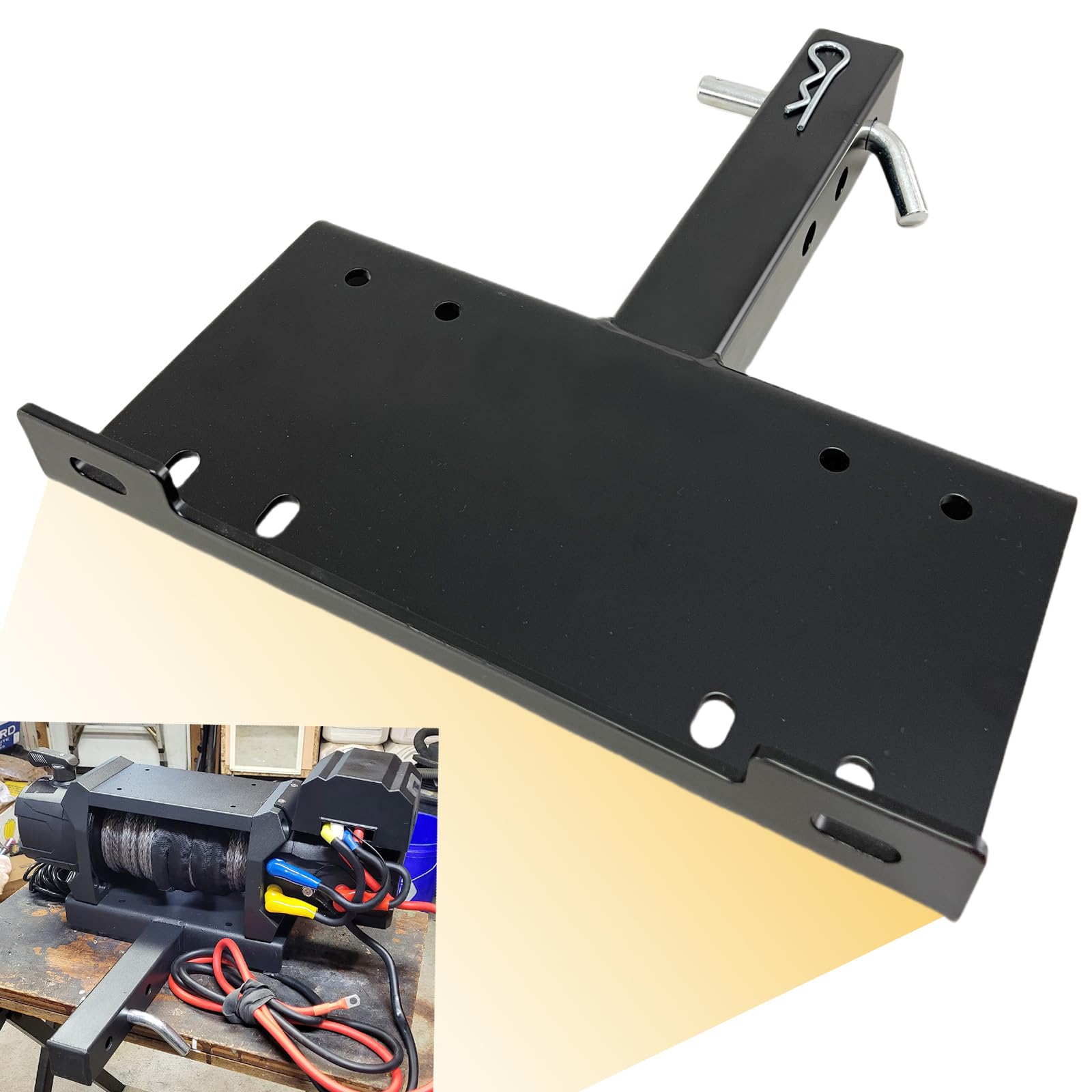 Amazon.com: ELELLAGERY Universal Hitch Winch Mount Plate Towing Winch ...