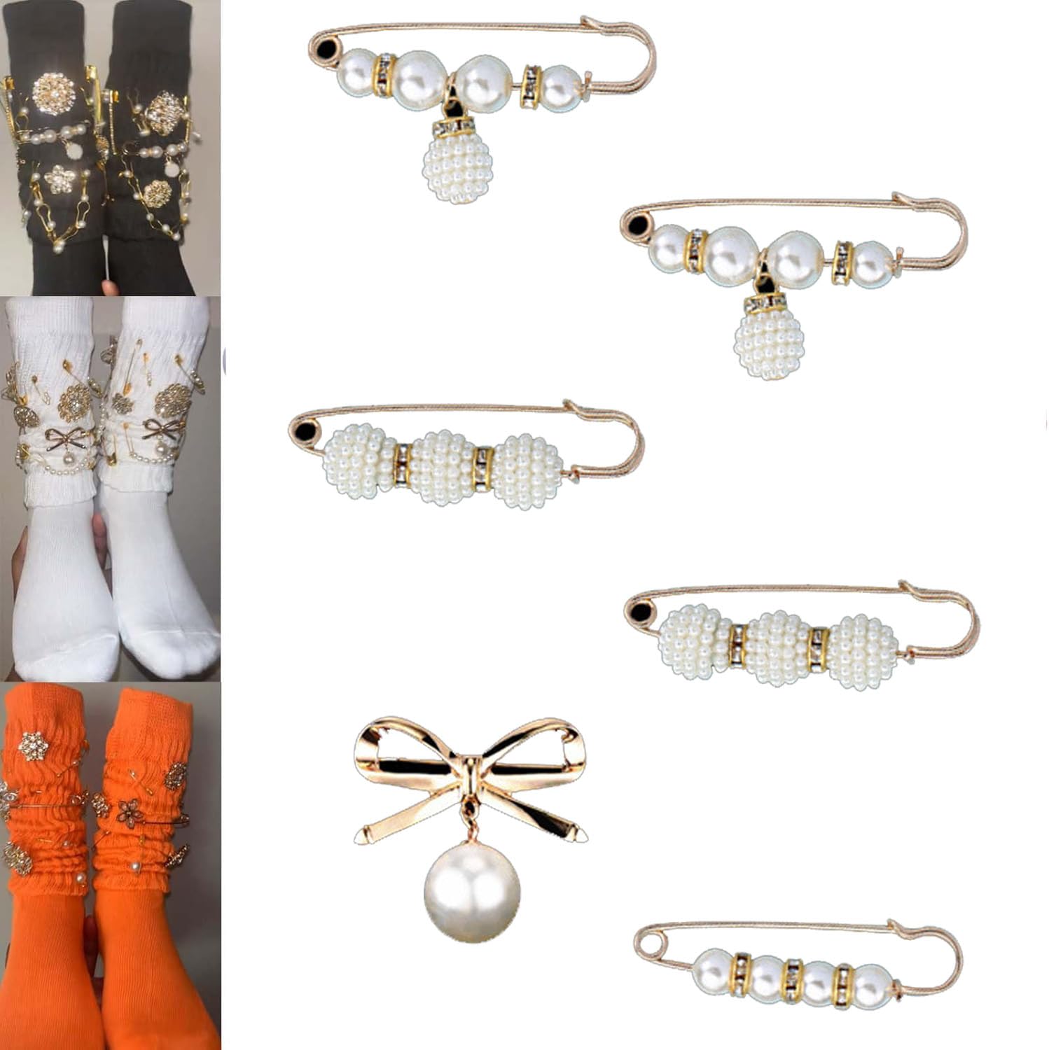 Amazon.com: 100pcs 2025 New Charms for Socks Safety Pin Brooch,Sock ...