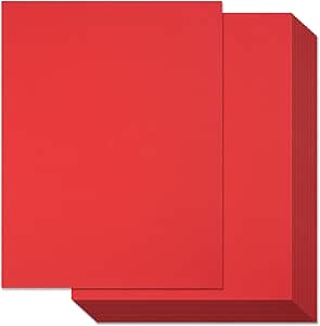 Amazon.com : 60 Sheets Red Cardstock 8.5 x 11 Inch Thick Paper, 250gsm ...